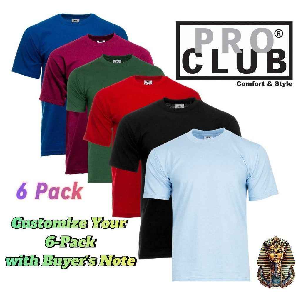 6 Shirts Pro Club Men's Heavyweight Short Sleeve Cotton